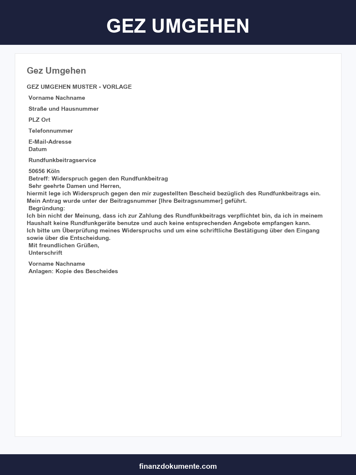 Gez Umgehen Musterbrief